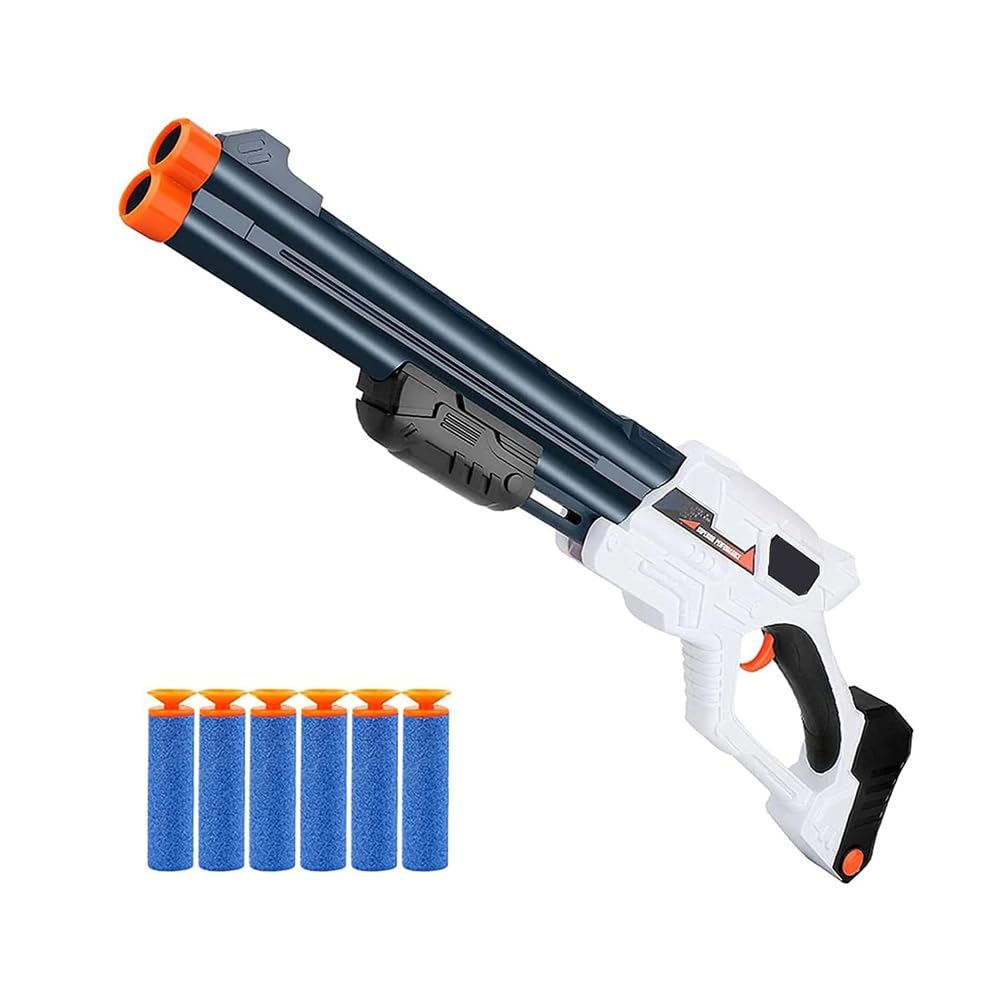 Buy AMERTEER Double Barrel Blaster Toy, Pump Action Dart with 6-Dart ...