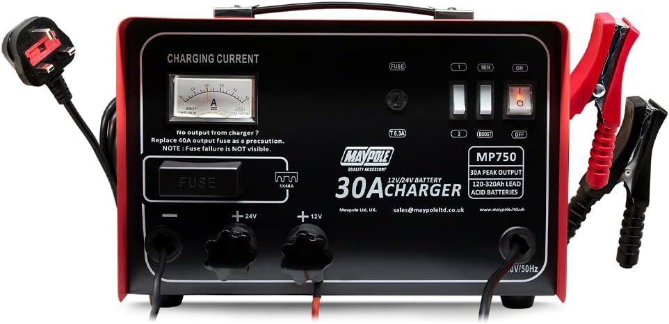 Maypole 750 30A Metal Battery Charger 12/24V : Amazon.co.uk: Automotive