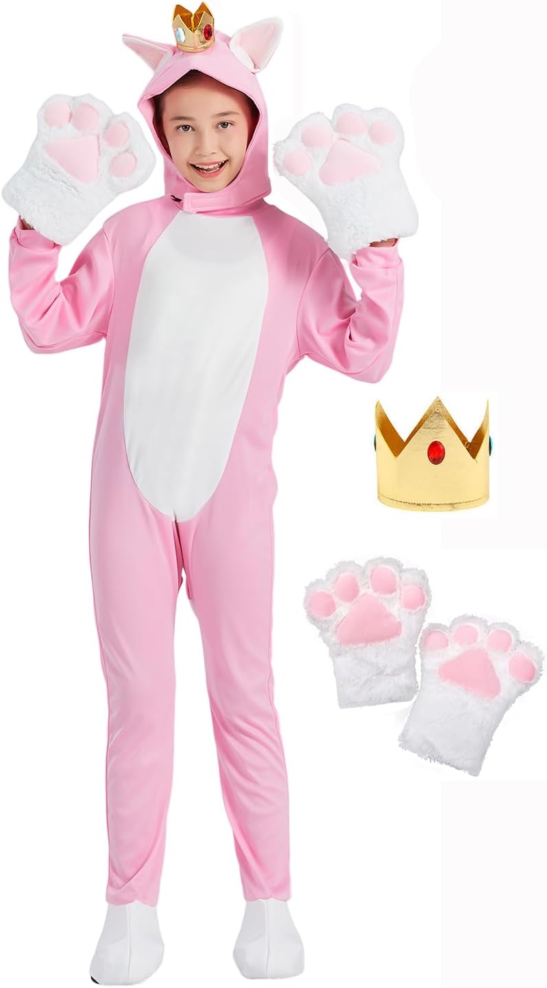 Amazon.com: Halloween Girls Cat Costume Cartoon Animal Cosplay Onesie ...