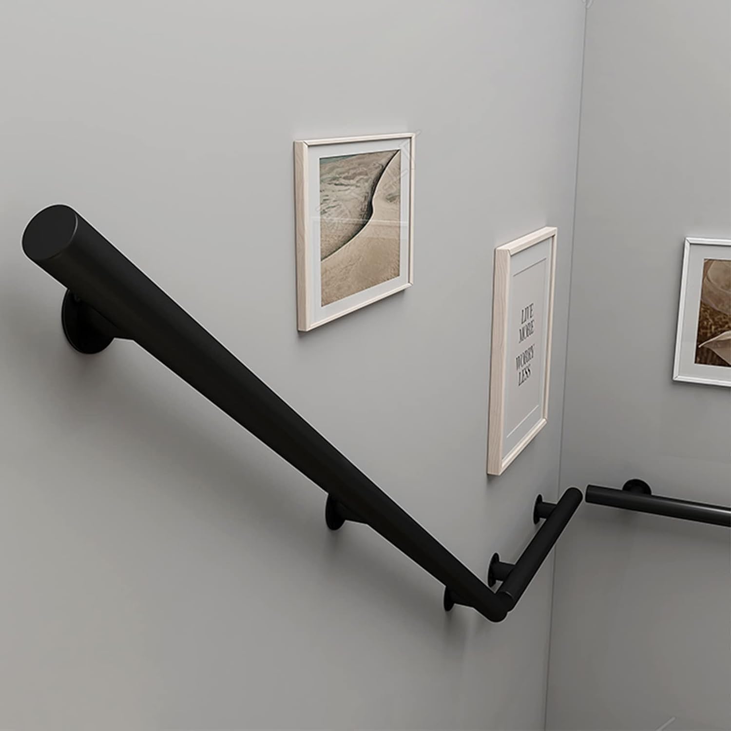 Amazon.com: ERRULAN Stairs Steps Wall Handrail Black Wood, Outdoor ...