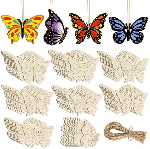 Amazon.com: Newbested 48 Pack Unfinished Wood Butterfly,Natural Blank ...