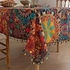 Amazon.com: Erbnaryx Boho Tablecloth for Square Tables,Fringed Edges ...