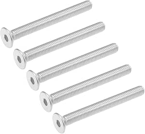 uxcell M8x75mm Flat Head Machine Screws Inner Hex Screw 304 Stainless Steel Fasteners Bolts 5Pcs ...