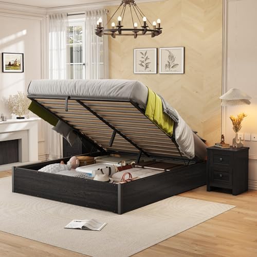 Amazon.com: AMERLIFE Lift Up Storage Bed, Full Bed Frame with Storage ...