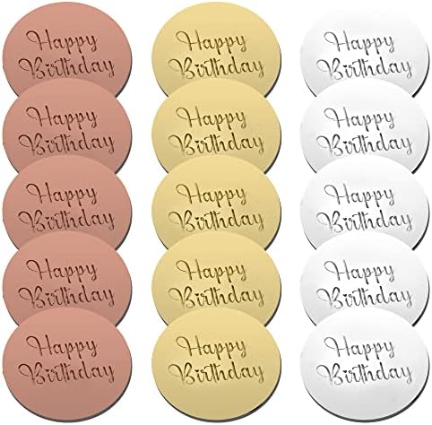 15 Pcs Acrylic Happy Birthday Disc Mirror Acrylic Happy Birthday Topper ...