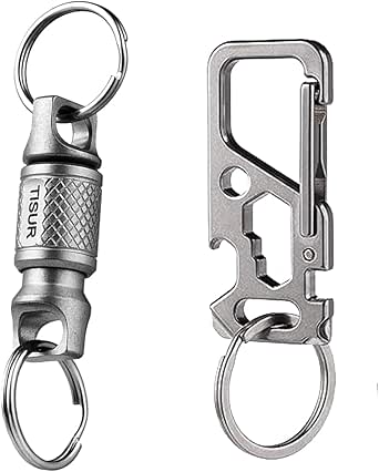 Amazon.com: TISUR Titanium Quick Release Keychain+Titanium Carabiner ...