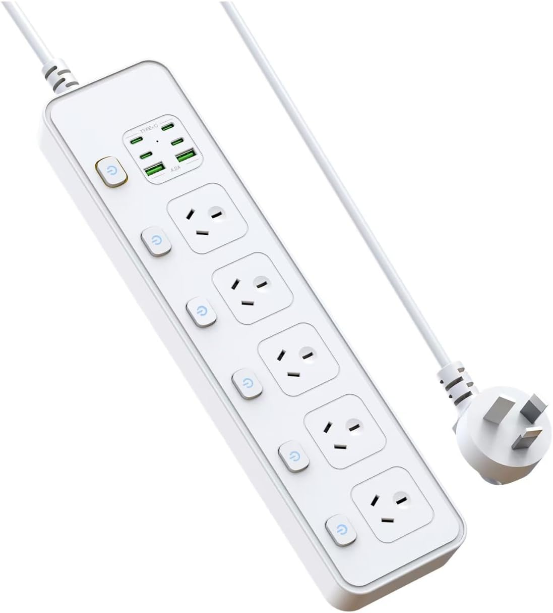 Billord Power Board with Individual Switch - Power Strip USB with 5 AC ...