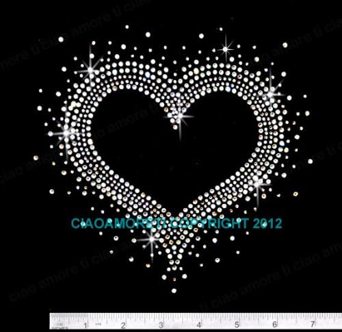 Amazon.com: Heart Shape Clear Rhinestone Iron on Hotfix Decal Transfer ...