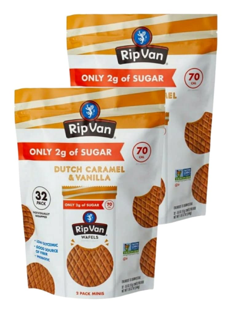 Amazon.com: Rip Van European Snack Dutch Caramel and Vanilla Mini Wafel ...