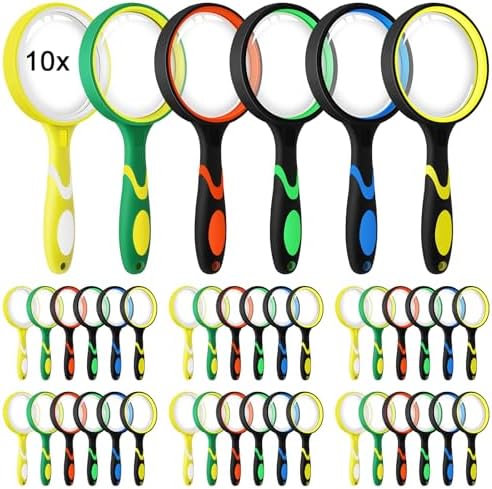 Amazon.com: Kanayu 36 Pieces 75mm 10X Magnifying Glass Handheld Reading ...
