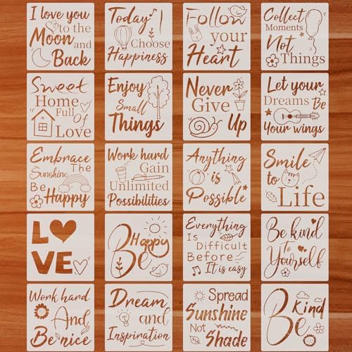 20pcs Word Stencils - Reusable Templates for DIY Projects, Art & Crafts ...