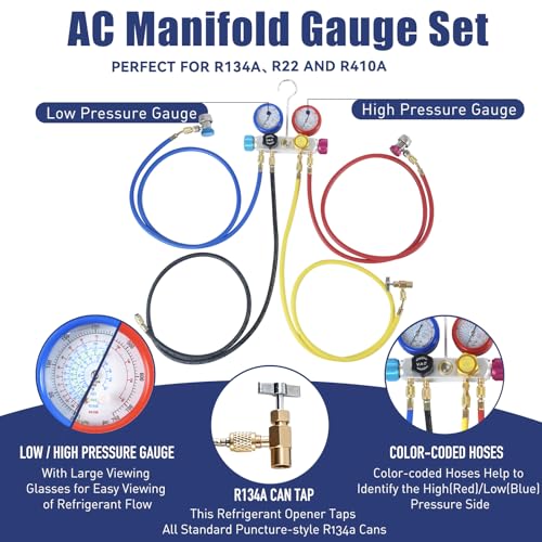 3.6CFM AC Vacuum Pump and Gauge Set - Home Mini Split Vacuum Pump Kit ...