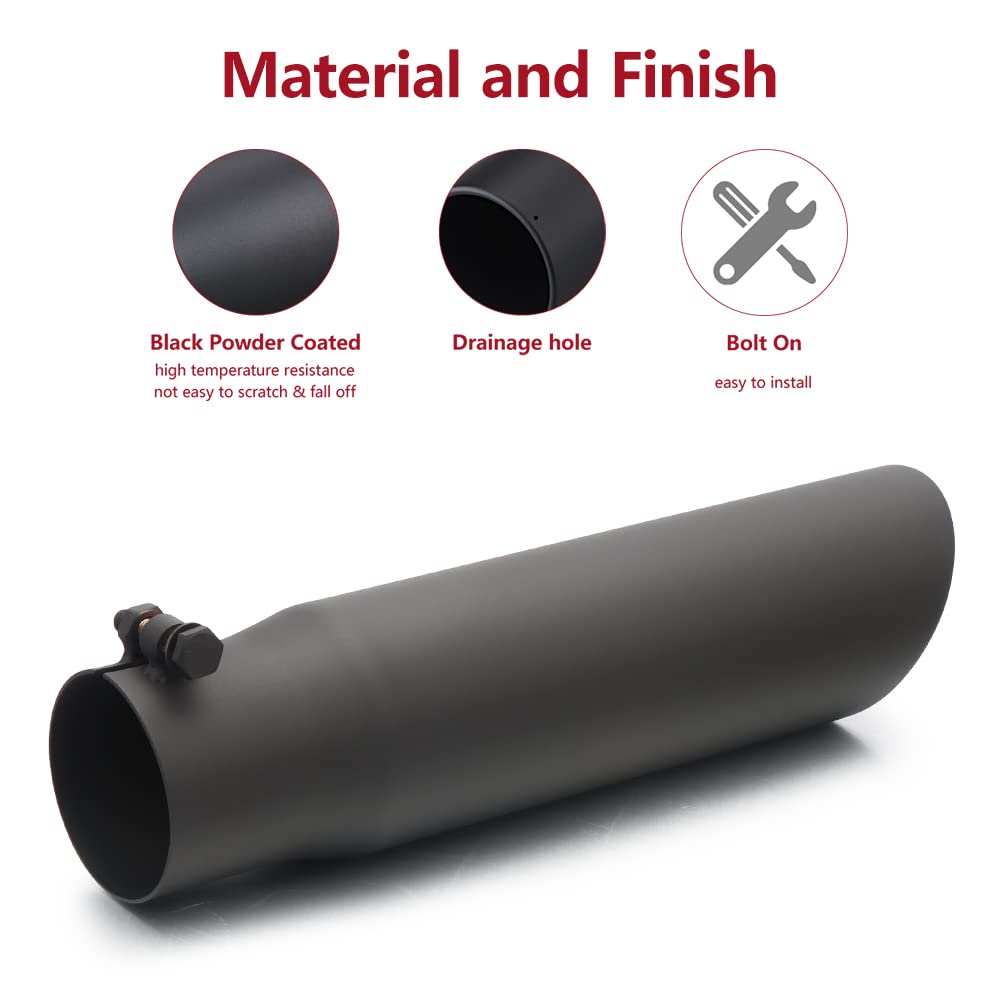 Snapklik.com : LCGP 2.5 Inch Inlet Exhaust Tip,2.5 X 3 X 12 Black ...
