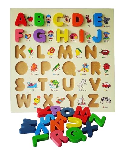 Voolex - Wooden English Alphabets and Number Blocks | Uppercase with ...