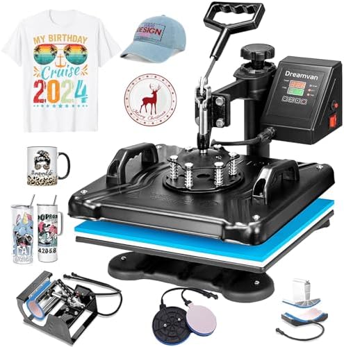 5 in 1 Heat Press Machine for t Shirts Heat Transfer Machine12" X 15 ...