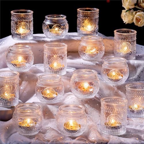 Amazon.com: 48Pcs Clear Votive Candle Holders - Glass Tea Light Candle ...