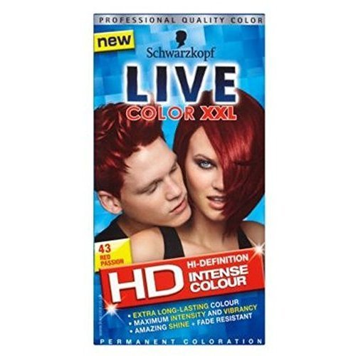Amazon.com : Schwarzkopf Live Color Xxl Hd 43 Red Passion Permanent Red ...