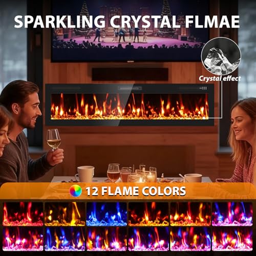 BREEZEHEAT 72 Inch Ultra Thin Electric Fireplace-Narrow Bezel Linear ...