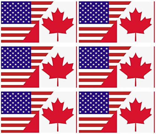 Crossed Poles USA & Canada Waving Flags American Canadian Vinyl Decal ...