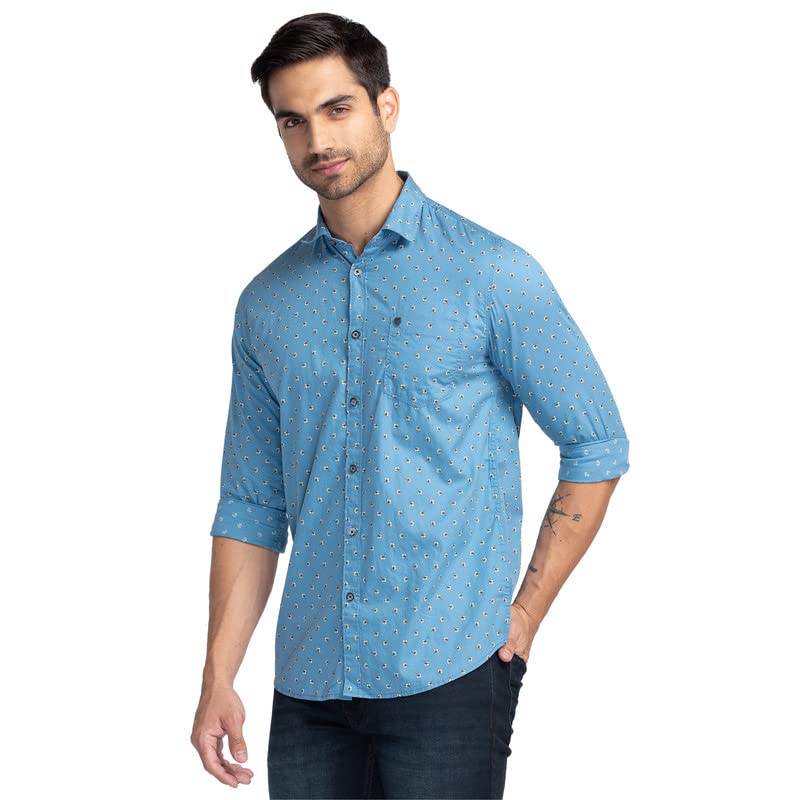 Buy Oxemberg Men's Cotton Slim Fit Casual Shirt (Blue, 40/ OJN30506F ...