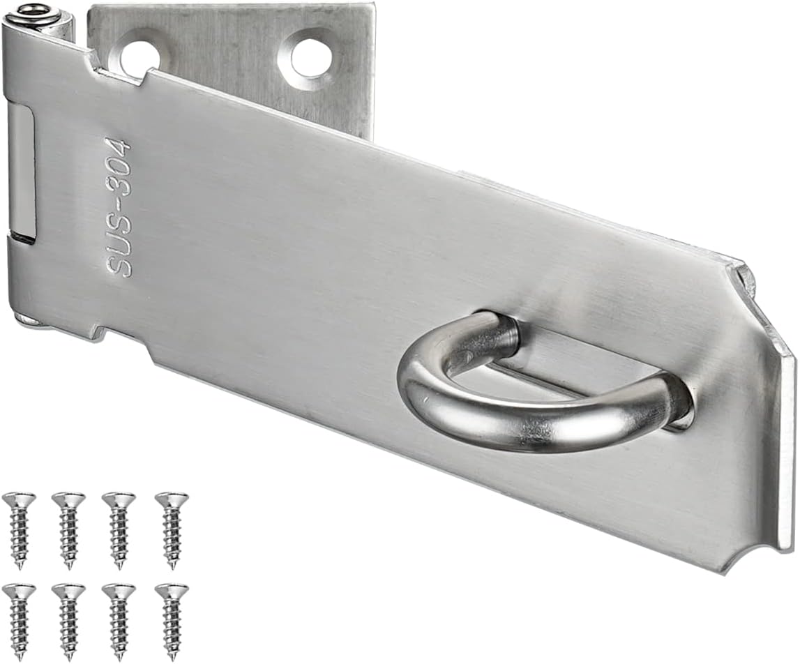 JQK Door Hasp Latch Lock, 5 Inch 304 Stainless Steel Safety Packlock ...