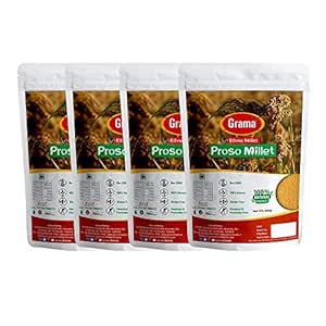 Grama Proso Millet Natural Grains, 2kg (500g x 4 Packs) - (Chena / Barri / Pingu / Pani Varagu ...