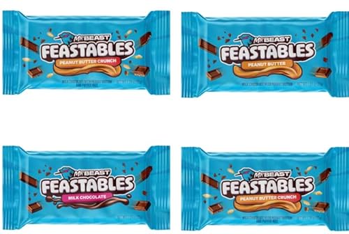Feastables Beast Bar Crunch and Creamy Milk Bundle - Milk Chocolate ...