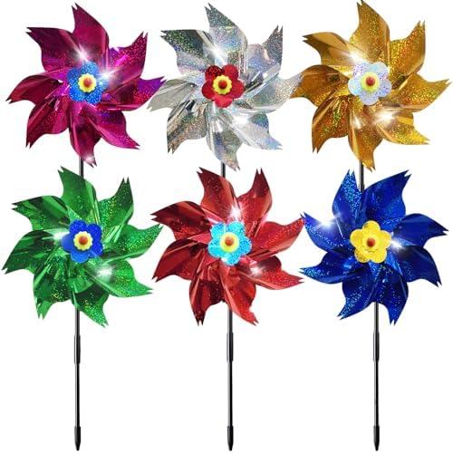 Amazon.com: 10-Pack Sparkly Reflective Pinwheels, Pin Wheel Holographic ...