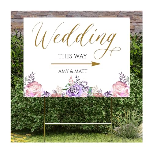 Amazon.com: 3 Packs Wedding Direction Arrow Signs, Wedding This Way ...
