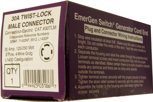 Connecticut Electric EGS30TLM EmerGen Switch Power Cord End, Male ...