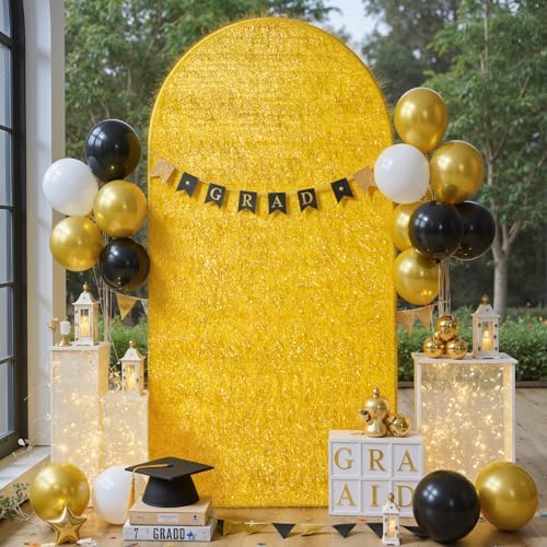 Amazon.com : 6ft Gold Sparkly Arch Cover for Party Foil Fringe Glitter ...