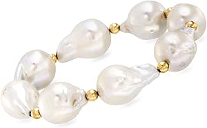 Amazon.com: Ross-Simons 13-14mm Cultured Baroque Pearl Stretch Bracelet With 14kt Yellow Gold. 8 ...