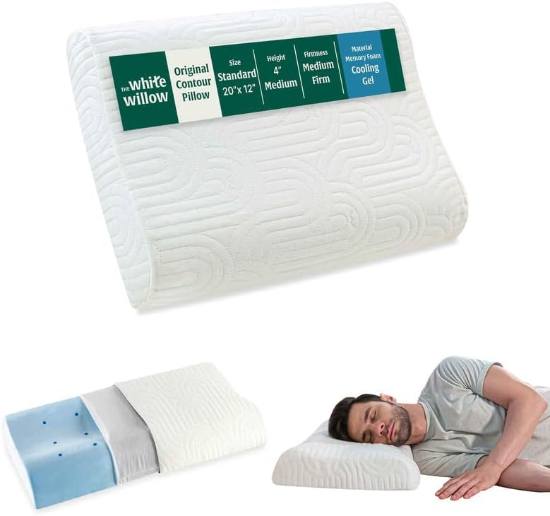The White Willow Orthopedic Cervical Cooling Gel Memory Foam Pillow for ...