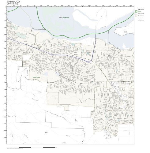 Amazon.com : ZIP Code Wall Map of Antioch, CA ZIP Code Map Laminated ...