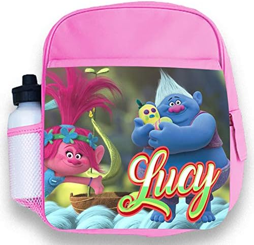 Novelty Things Personalised Kids Backpack Any Name Trolls Girl ...