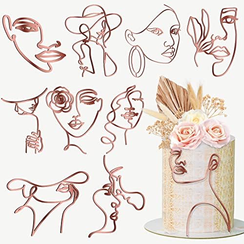 Amazon.com: Marsui 10 Pcs Boho Lady Face Cake Topper Acrylic Minimalist ...