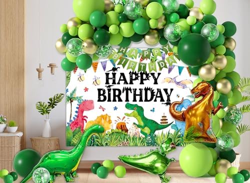 Amazon.com: Dinosaur Birthday Banner Decorations Set 118 pcs Dinosaurs ...