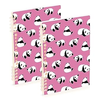 OTVEE Spiral Notebook, 2 Pack Cute Cartoon Panda Bear Notebooks 60 ...