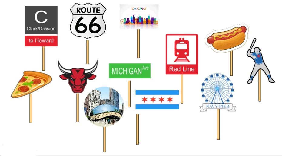 Amazon.com: 12 Handmade Chicago City Theme Party Cupcake Toppers Picks ...