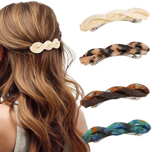 Amazon.com : Aushamtai 4pcs Large Hair Barrettes for Women Girls French ...