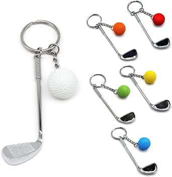 6 Packs/Set Golf Keychain - Mini Golf Ball + Golf Club Pendant Key ...