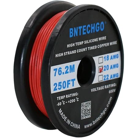 BNTECHGO 22 Gauge Silicone wire spool 250 ft Red Flexible 22 AWG ...