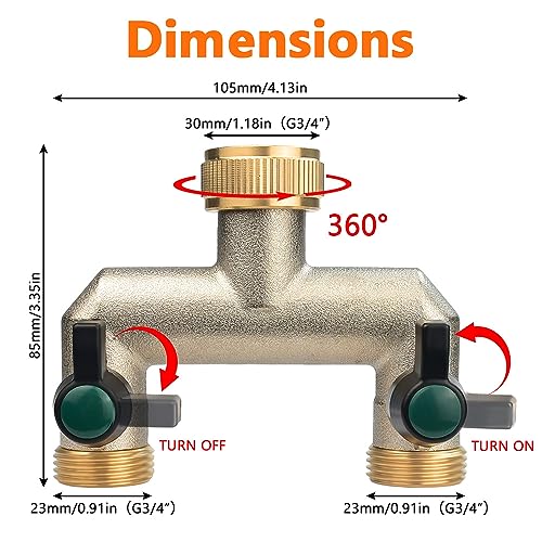 BUZIFU Brass Garden Tap Splitter, 3/4″ Tap Splitter Hose Connect ...