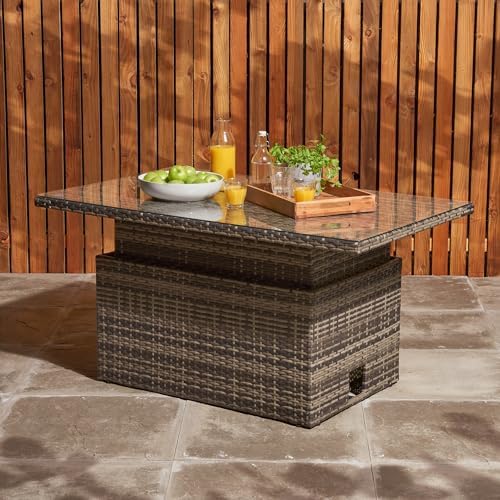 Home Treats Rattan Garden Furniture Table | Rising Coffee Table ...