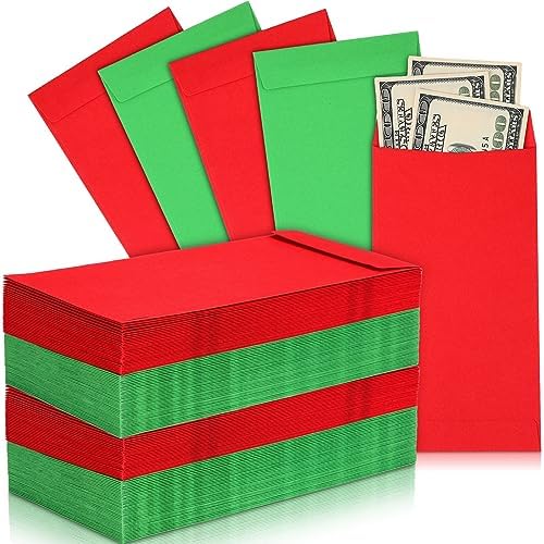 Amazon.com : Yeaqee 200 Pcs Christmas Cash Envelopes Self Adhesive 6 ...