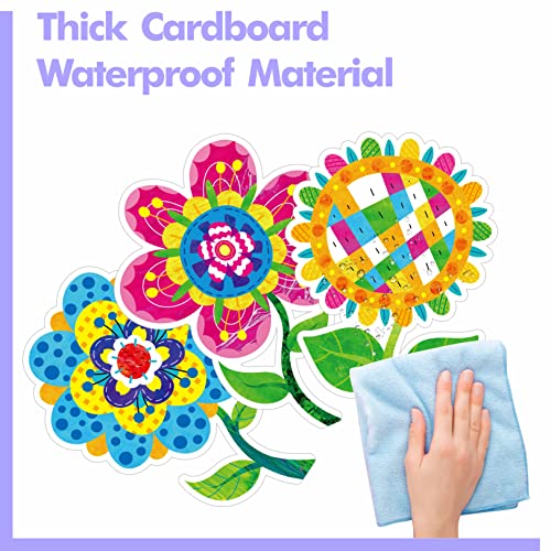 60 PCS Flower Cutouts, Colorful and Erasable Potted Flowers & Birds Cut ...