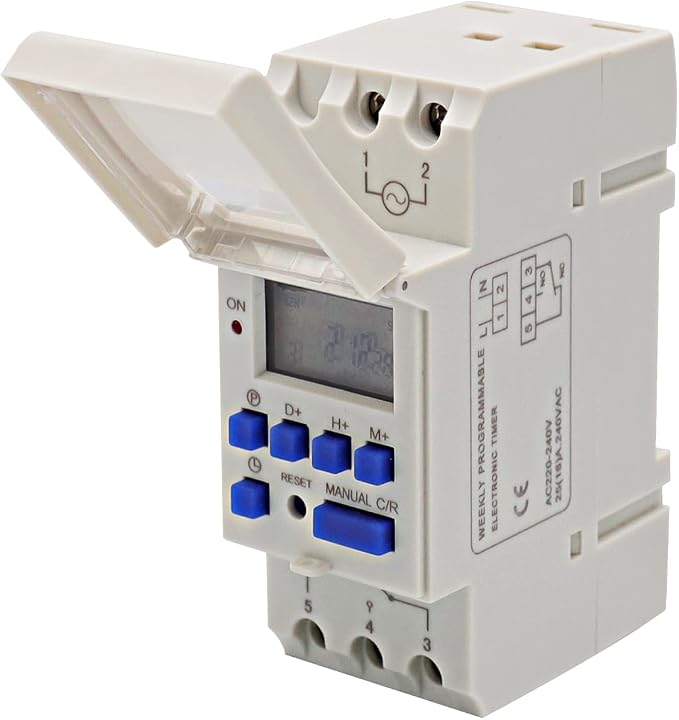 Timer Digitale Programmabile, timer settimanale con Guida DIN Display ...