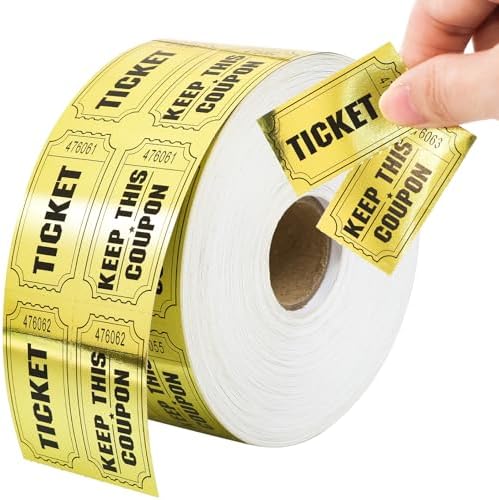Amazon.com: ceiba tree 1000 Raffle Tickets Golden Double Roll Metallic ...
