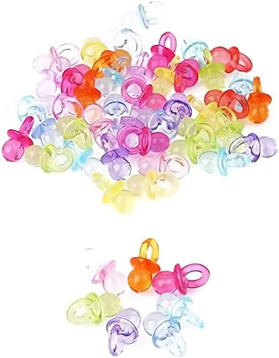 Mini Dummy Pacifier Soothers,100 Pack Acrylic Decorative Dummies Clear ...