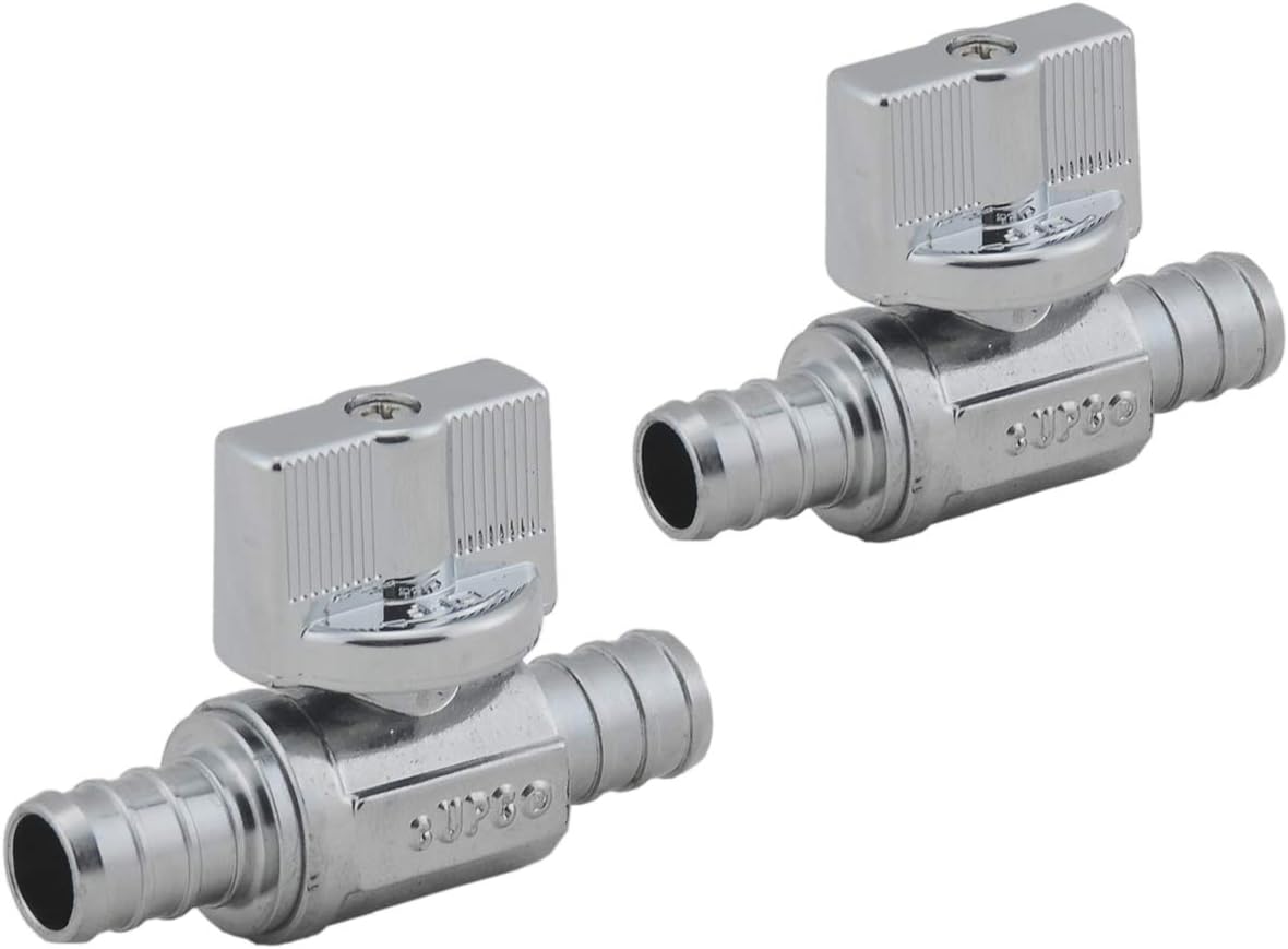 PEX Straight Stop Valve, 1/2-in x 1/2-in PEX 1/4 Quarter Turn LF Brass ...